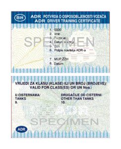 ADR – Potvrda o osposobljenosti vozača – Centar motor d.o.o. Široki Brijeg